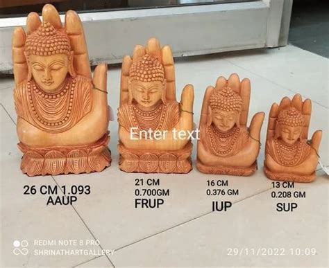 Sandalwood Shrinath Art Gallery Wooden Hand Carving Buddha Statue Home