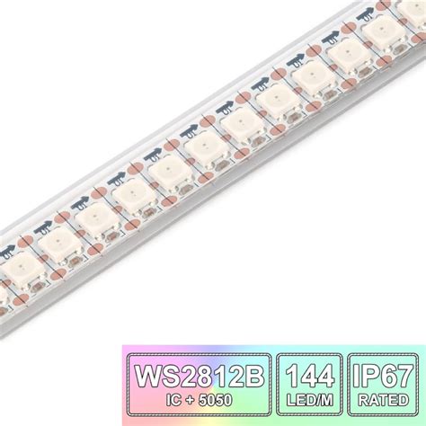 Fita Leds Rgb Endereçável 5v Ws2812b 144 Ledm Fundo Branco Ip67
