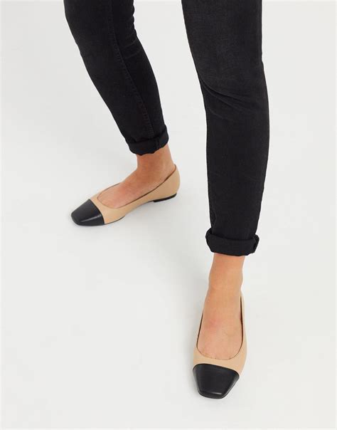 Asos Locket Square Toe Ballet Flats In Black Lyst