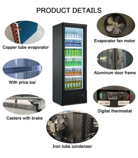 Glass Door Beverage Cooler 450l Upright Soft Drink Beer Refrigerated