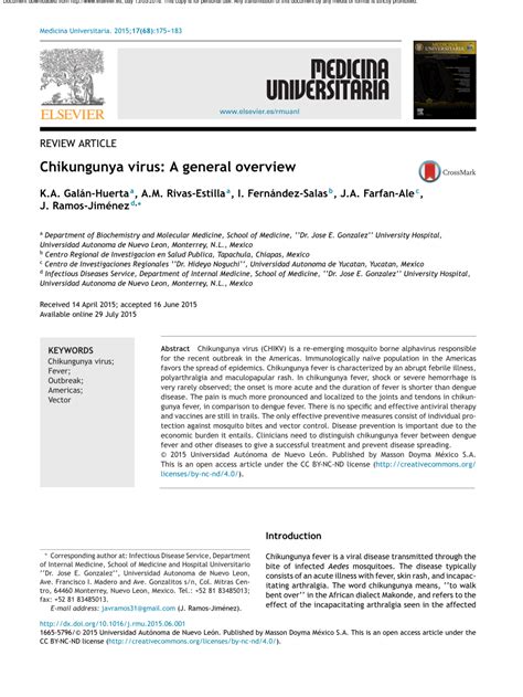 Pdf Chikungunya Virus A General Overview