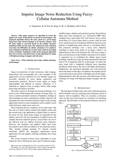 PDF Impulse Image Noise Reduction Using Fuzzy Cellular Automata Method