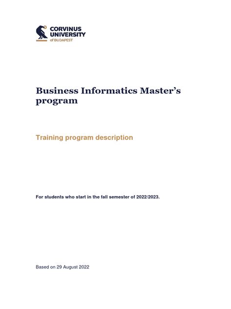 Business Informatics Masters Program 2022 23v2 Újintézettel