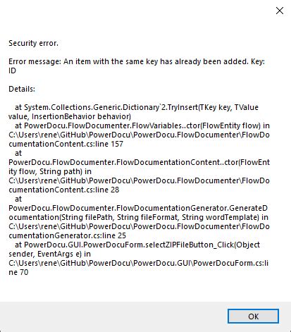 Error Message An Item With The Same Key Has Already Been Added Issue 68 Modery PowerDocu