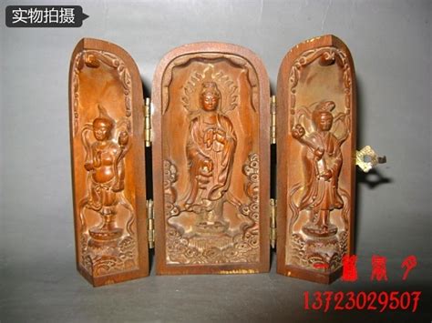 老木雕 老黄杨木摆件 西方三圣 佛像 雕工精美 辟邪镇宅 赐福一帘风月