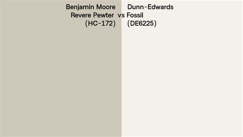 Benjamin Moore Revere Pewter HC 172 Vs Dunn Edwards Fossil DE6225 Side By Side Comparison