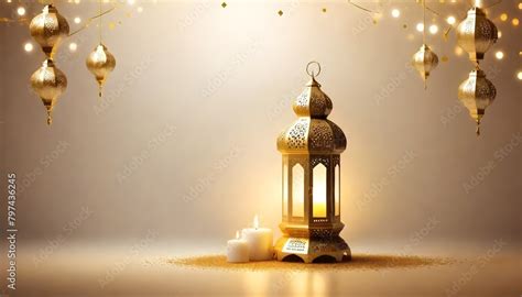 Eid Mubarak Theme In Hd With A Lot Of Lantern Lights With Matellic