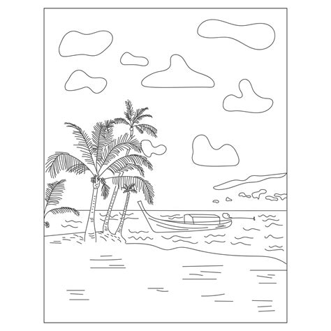 Summer Beach Coloring Pages And Symbols 10638553 Vector Art At Vecteezy