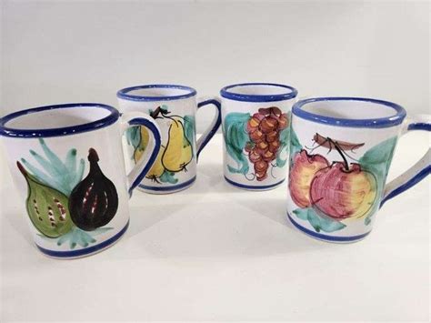 Handcrafted Italy Stone Coffee Mugs Set Of 4 Estate Sales Rva