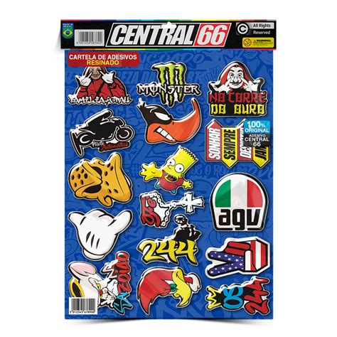 Cartela Adesivos Resinada Tuning M6 P8 Carro Moto Bike Note Central 66