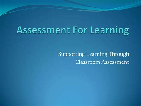 Assessment For Learning Pptx