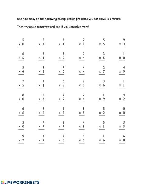 Free Mad Minute Multiplication Worksheets Printable Printable Art