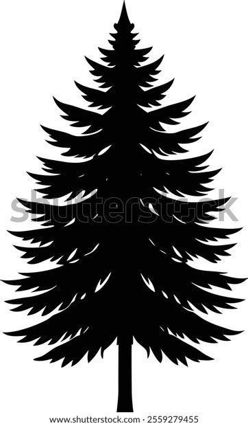 Pain Tree Black White Silhouette Vector Stock Vector Royalty Free