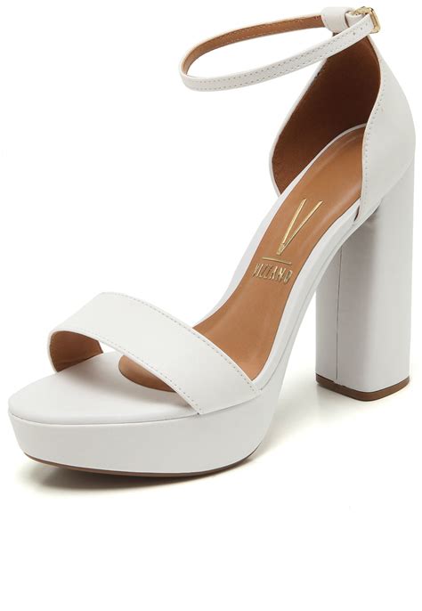 Sandália Vizzano Salto Grosso Branca White High Heels Summer Outfits