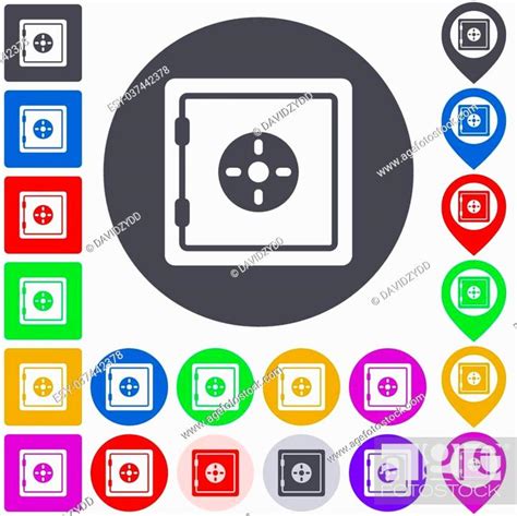 Color Safe Icon Set Square Circle And Pin Versions Stock Vector