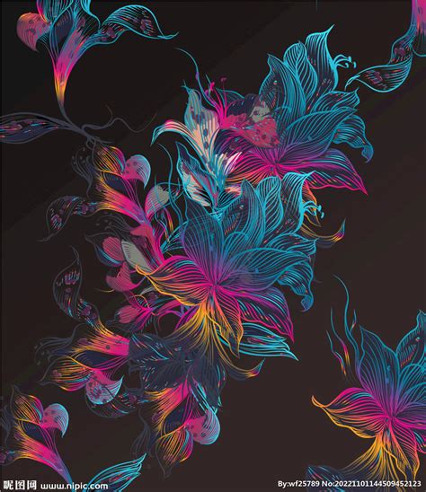 大牌印花服装数码印花线条花朵设计图 海报设计 广告设计 设计图库 昵图网nipic