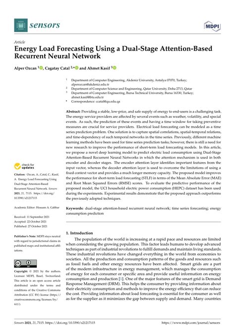 Pdf Energy Load Forecasting Using A Dual Stage Attention Based