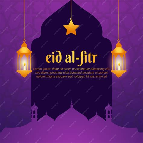 Premium Vector Eid Al Fitr Greeting Card With Islamic Decoration