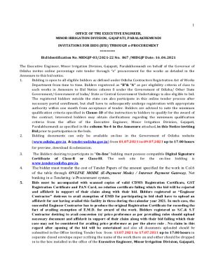 Fillable Online 1 The Bidder Must Transfer The Cost Of Tender Papers Of