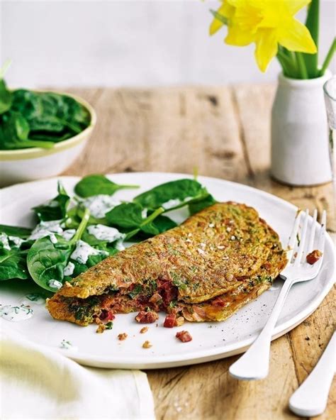 Masala Omelette With Spinach And Soured Cream Dressing Recipe