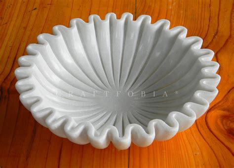 Amazon CRAFTFOBIA White Marble Ruffle Bowl Stone Decorative And