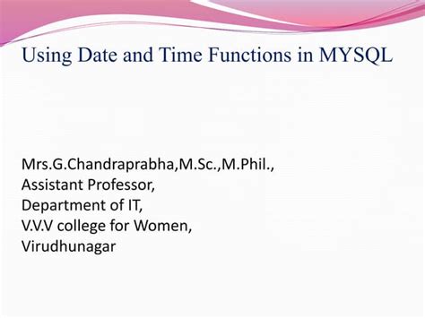 Date And Time Functions In Mysql Ppt