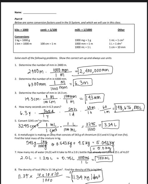 solved name part d complete the following calculations