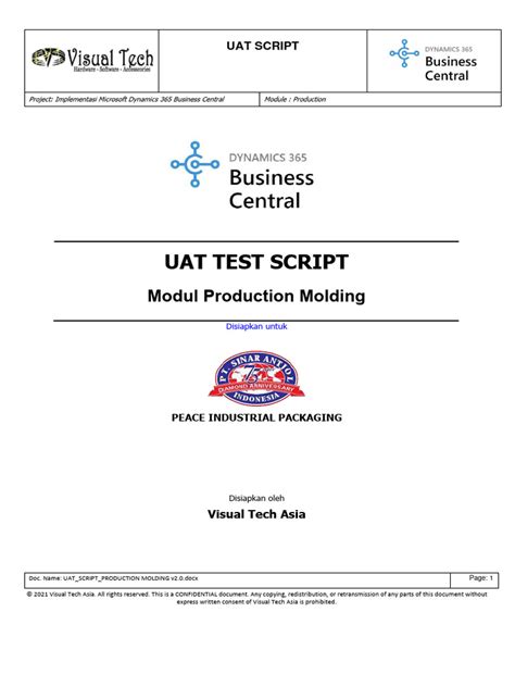 Uat Script Production Molding V2 0 Pdf