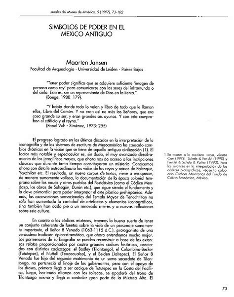 Pdf Simbolos De Poder En El Mexico Antiguo … · De Marcus 1994 Y El