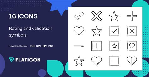Rating And Validation Symbols Icon Pack Lineal 16 Svg Icons