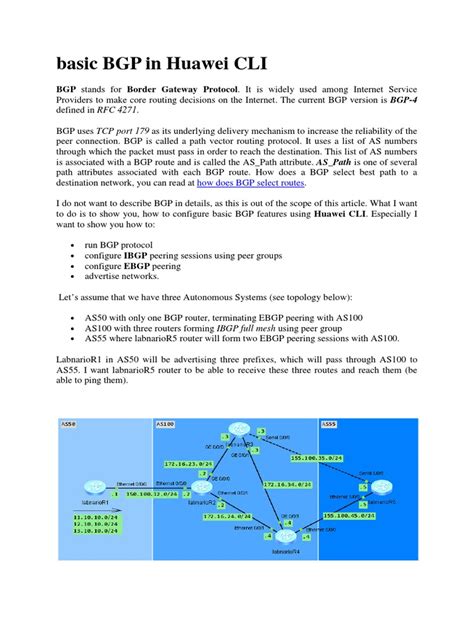basic bgp in huawei cli routing internet protocols