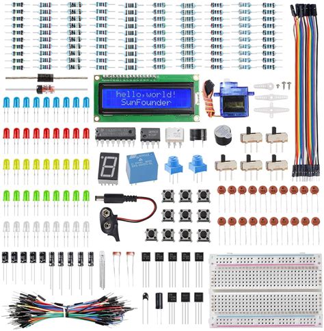 Sunfounder Electronics Fun Kit With 1602 Lcd Modulebreadboardled