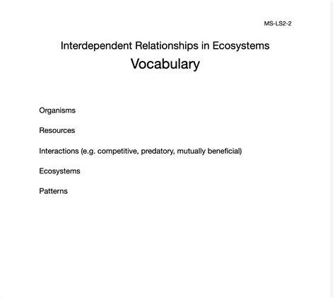 Vocabulary Interdependent Relationships In Ecosystems — The Wonder Of