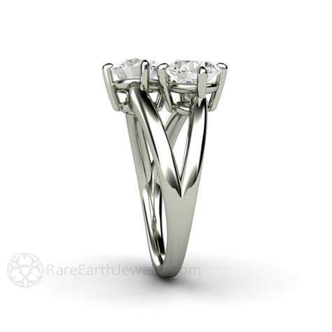 2 Stone Duo Engagement Ring Duo Style In Forever One Moissanite Rare