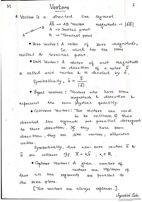 SOLUTION IIT JEE Maths Handwritten Notes PDF Of VECTORS Studypool