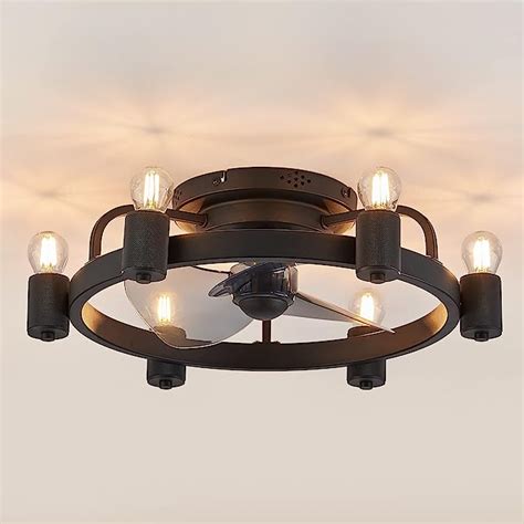 Lediary Black Ceiling Fans With Lights And Remote 18 5 Inch Small Low Profile Flush Mount