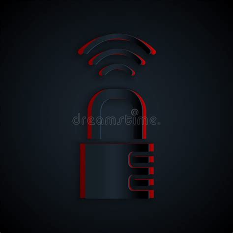 Paper Cut Smart Safe Combination Lock Icon Isolated On Black Background
