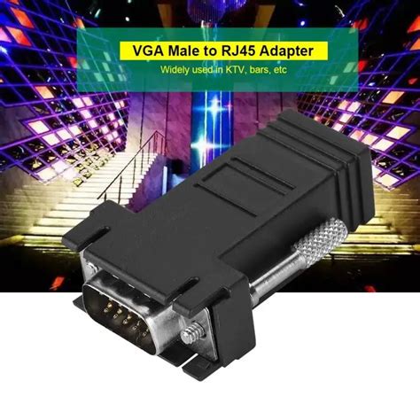 VGA Male To RJ45 Adapter VGA Signal Transit Monitor Extender Adapter RJ Network Cable Black In