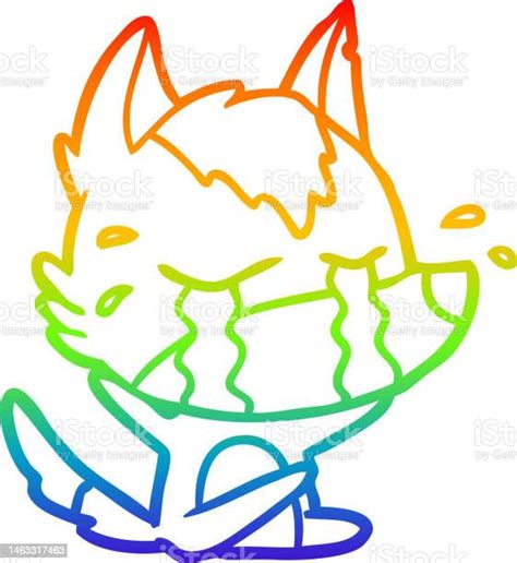 Dessin Au Trait Dégradé Arcenciel Dun Dessin Animé Criant Au Loup