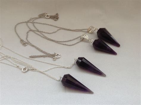 Sale Madagascan Amethyst Cone Pendant 925 Sterling Silver Necklace Statement Necklace T
