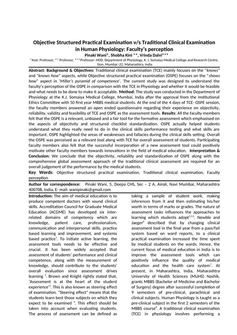 Pdf Objective Structured Practical Examination Vs Traditional Clinical Examination In Human