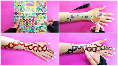 نقش حناء وافكار سهلة وسريعة جديدة💕استكرات حناء قلوب💕beautiful Stickers