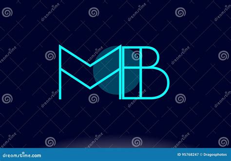 Mb M B Blue Line Circle Alphabet Letter Logo Icon Template Vector