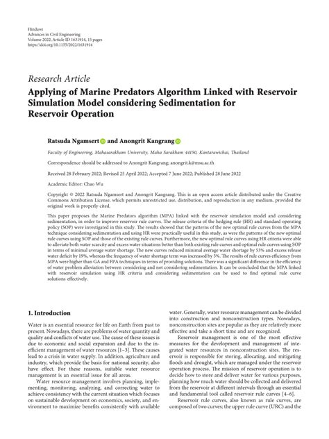 Pdf Applying Of Marine Predators Algorithm Linked With Reservoir Simulation Model Considering
