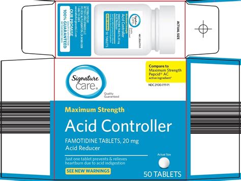 Signature Care Acid Controller Maximum Strength Tablet Film Coated