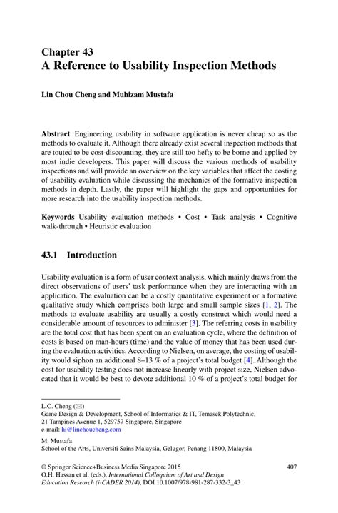 Pdf A Reference To Usability Inspection Methods