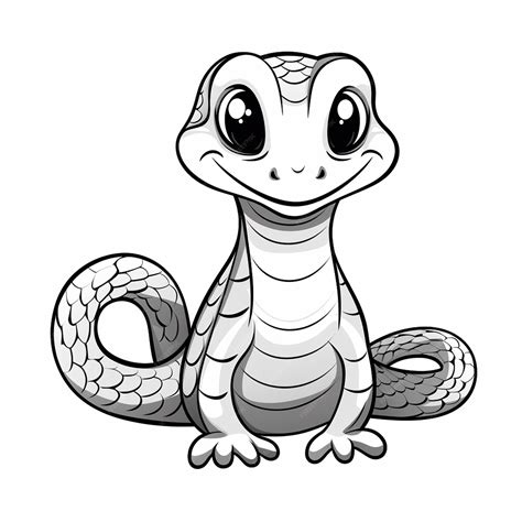 Premium Ai Image Olive Python Hand Drawn Cute Cute Coloring Book