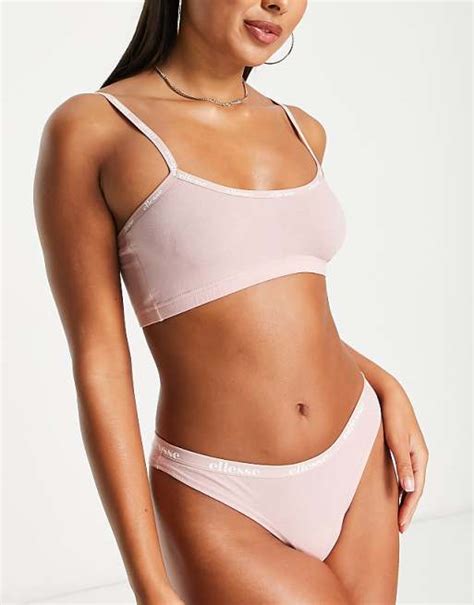 Ellesse Ensemble Avec String Et Brassière Rose Asos