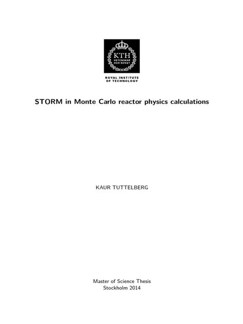 Storm In Monte Carlo Reactor Physics Calculations Pdf Monte Carlo Method Variance