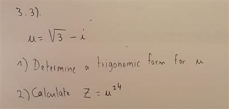 Solved μ i Determine a trigonomic form for μ Chegg com